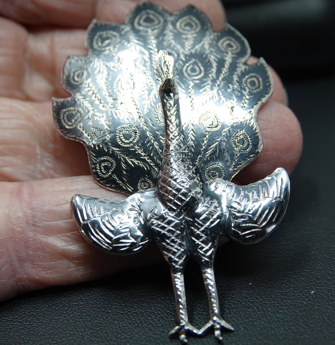 Sterling Niello Peacock Pin ( Thailand) - Etsy