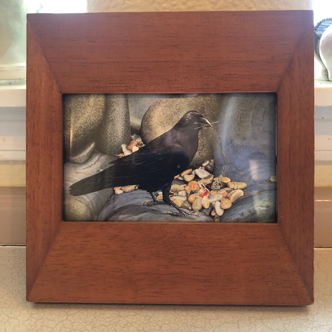 Vintage Framed Crow and Shiny Things Print - Etsy