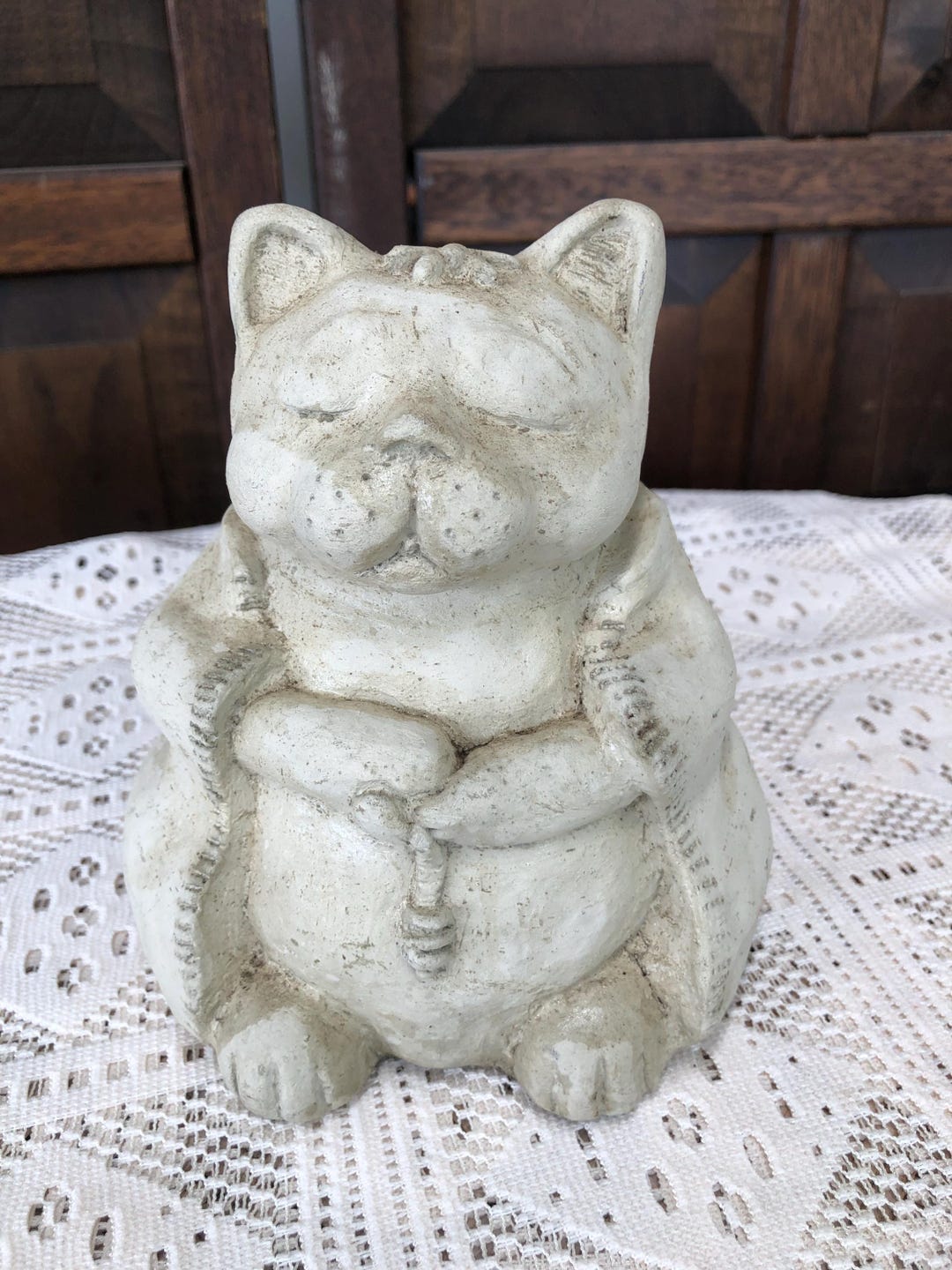 Zen Creations Meditating Buddha Cat Cement Sculpture Garden Art Signed ...
