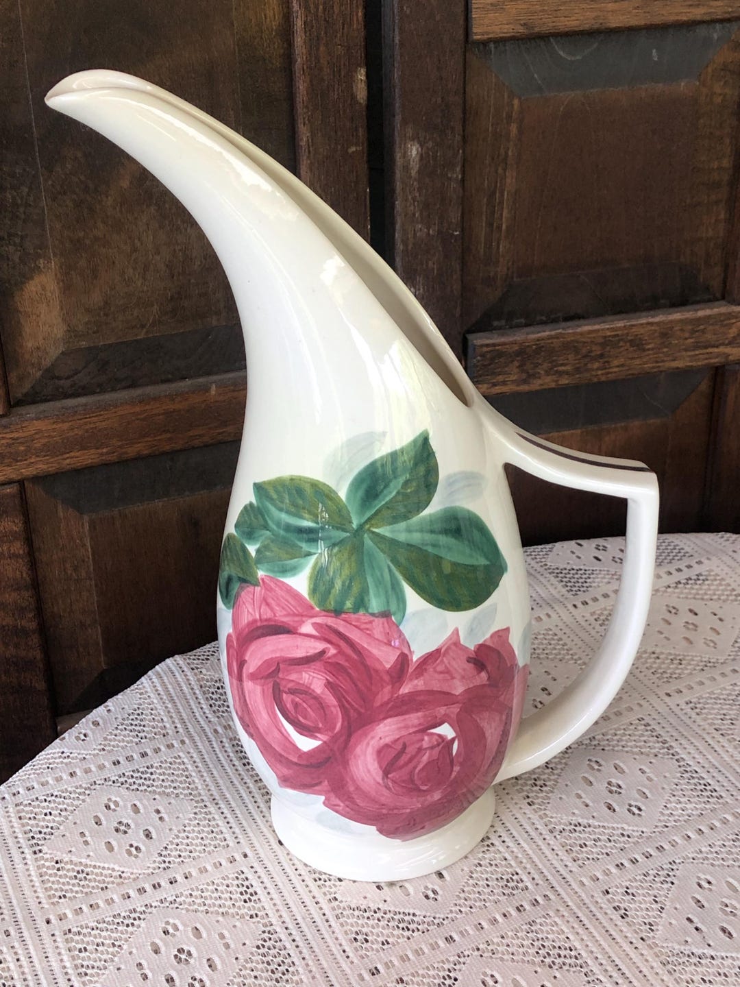 Hand-painted Red Wing Pottery Pitcher: Lexington Rose, 1940s - Etsy