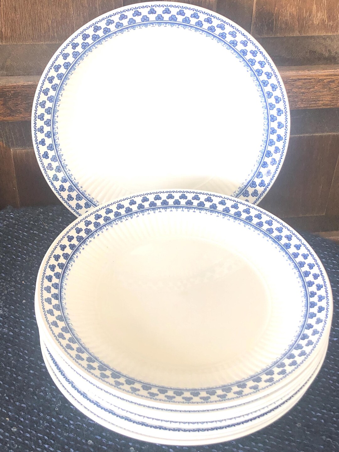 Vintage Adams Brentwood Ironstone Plates: Blue Shamrock Transferware ...