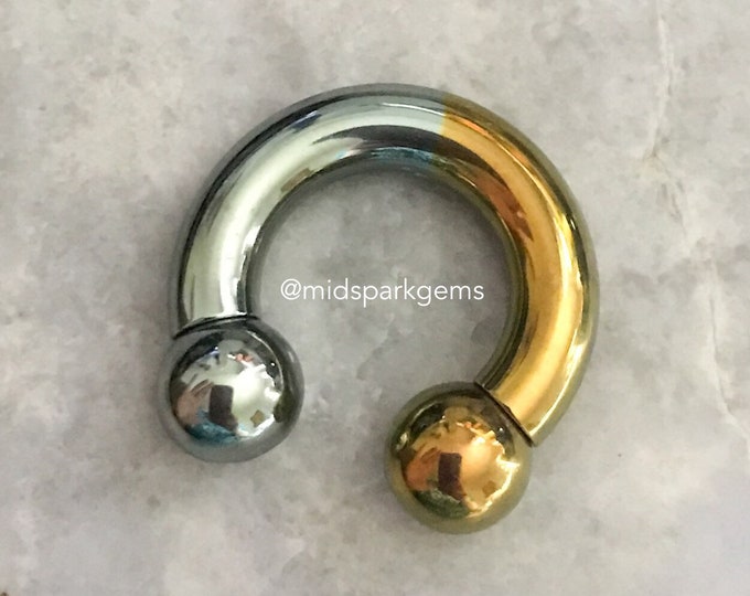 Half DARK PURPLE / SILVER (4G, 5G, 6G, 7G, 8G, 10G, or 12G) Anodized ...