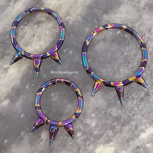 MIDNIGHT OIL SLICK Hinged Segment Ring Clicker Astm F136 - Etsy