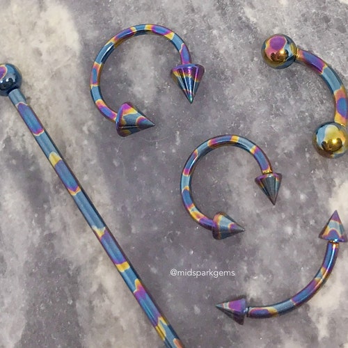 MIDNIGHT OIL SLICK Internally Threaded Anodized Titanium Astm - Etsy