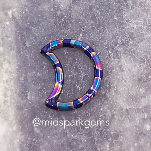 MIDNIGHT OIL SLICK Hinged Segment Ring Clicker Astm F136 - Etsy