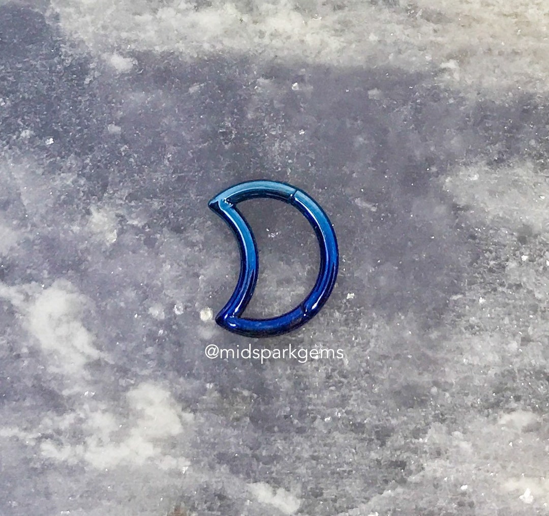 ARCTIC BLUE - 16g 8mm oder 10mm Crescent Moon Hinged Segment Ring ...