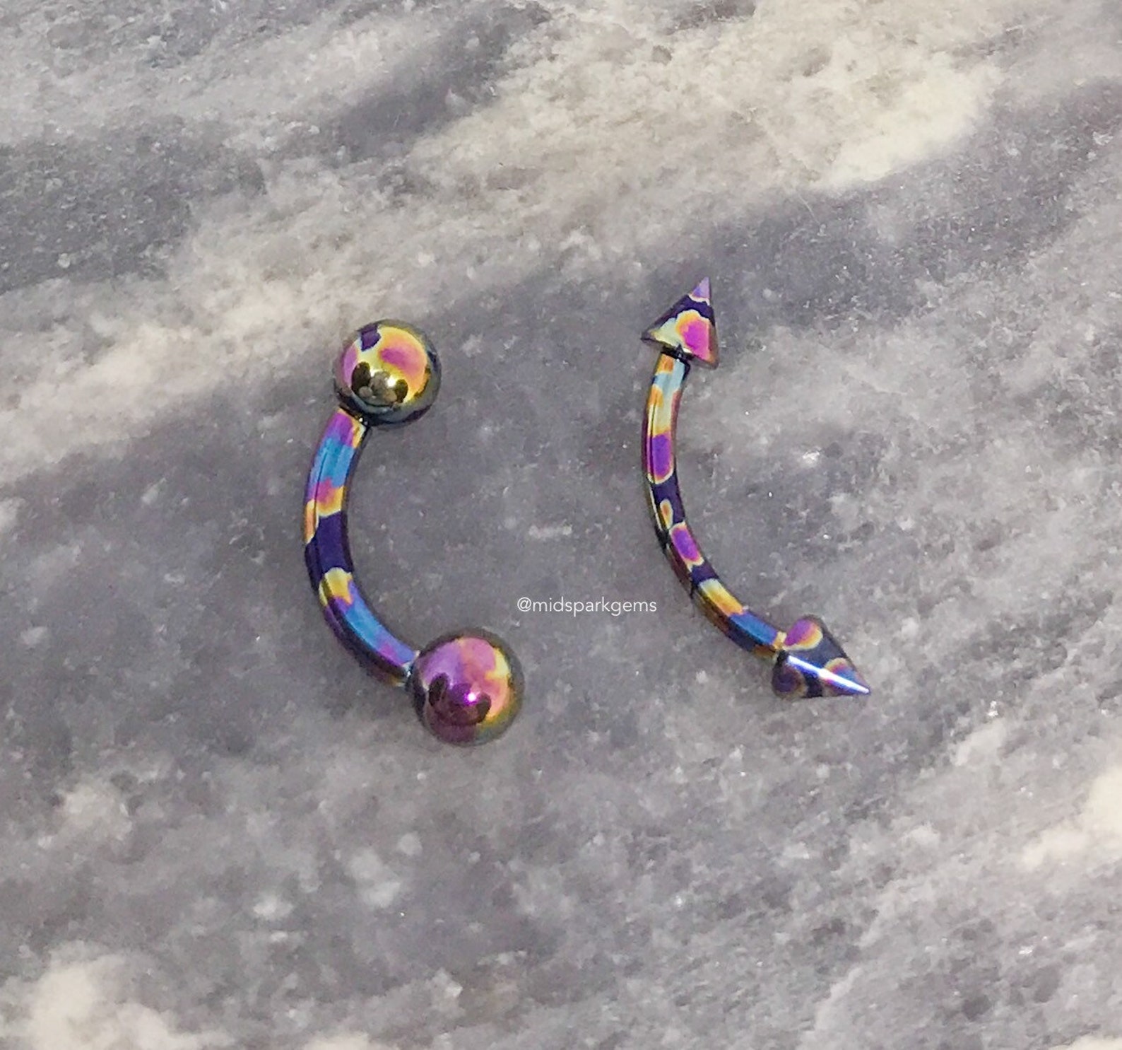 MIDNIGHT OIL SLICK Internally Threaded Anodized Titanium Astm | Etsy