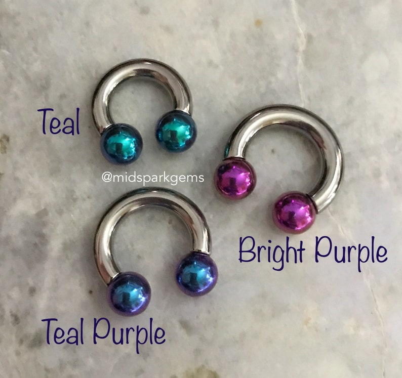 COLORED BALL Titanium Horseshoe Circular Barbell - Internally Threaded ...
