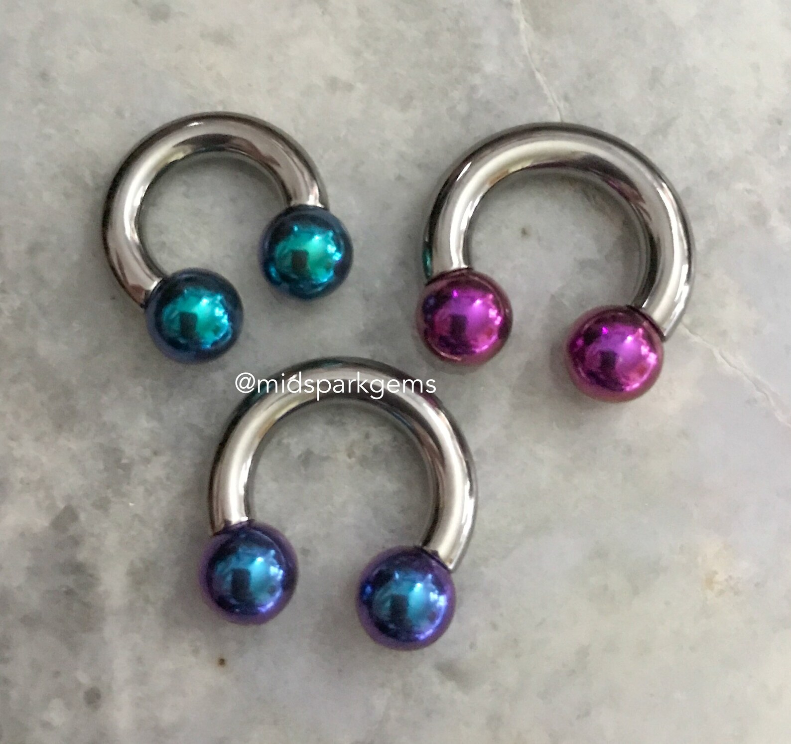 COLORED BALL Titanium Horseshoe Circular Barbell - Internally Threaded ...