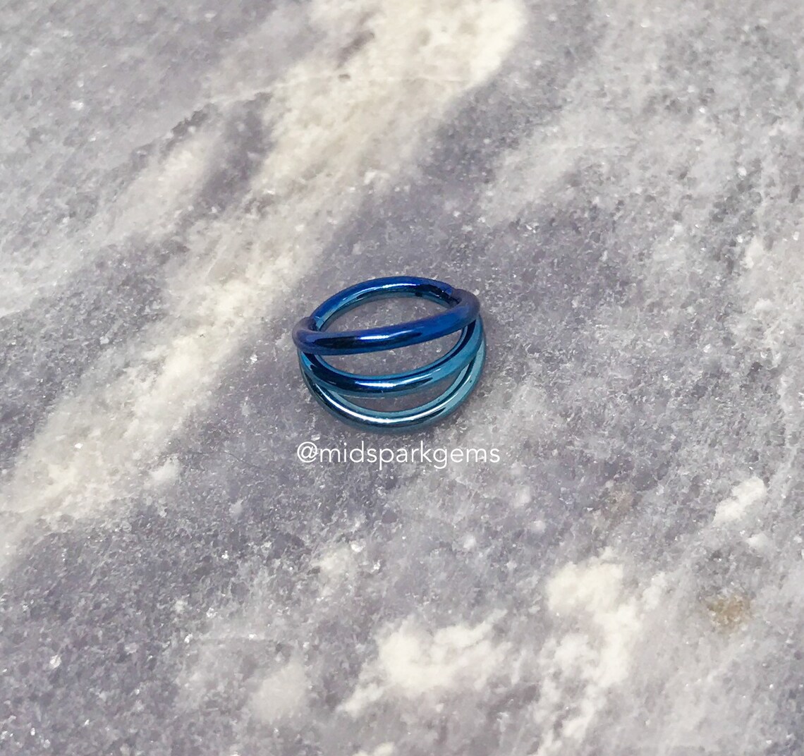 ARCTIC BLUE Triple Stack Fan Hinged Segment Ring Clicker | Etsy