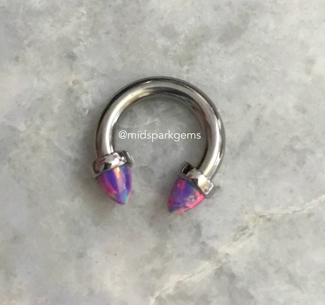 10G or 8G Titanium Horseshoe Circular Barbell, Lab Lavender Opal ...