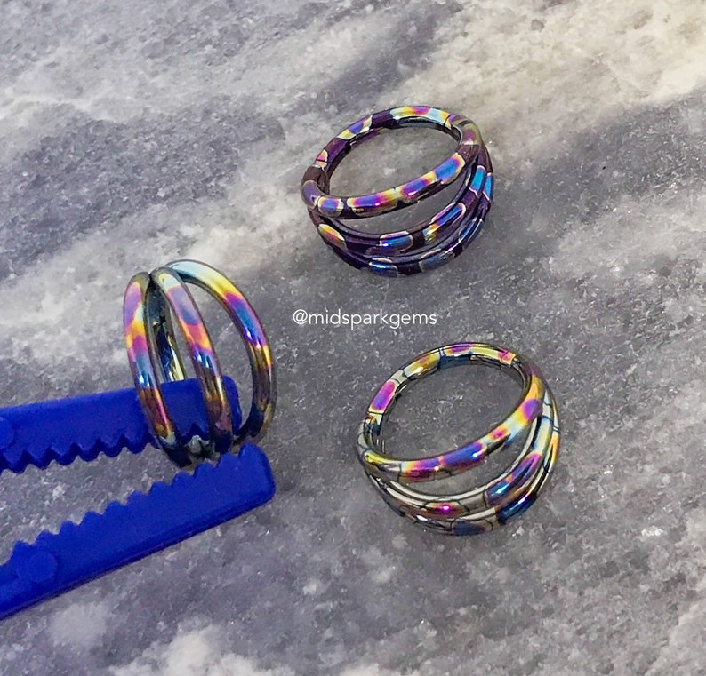 OIL SLICK Triple Stack Fan Hinged Segment Ring Clicker | Etsy