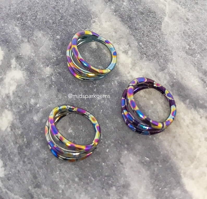 OIL SLICK Triple Stack Fan Hinged Segment Ring Clicker | Etsy
