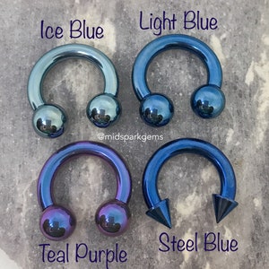 ICE BLUE (3G, 4G, 5G, 6G, 7G, 8G, 10G, 12G) Anodized ASTM F136 Titanium ...