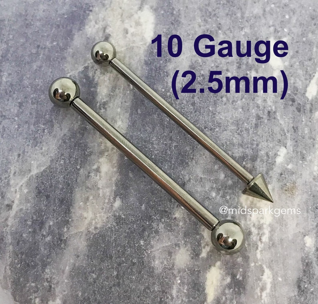 10G Titanium Industrial Straight Barbell - Internally Threaded ASTM ...