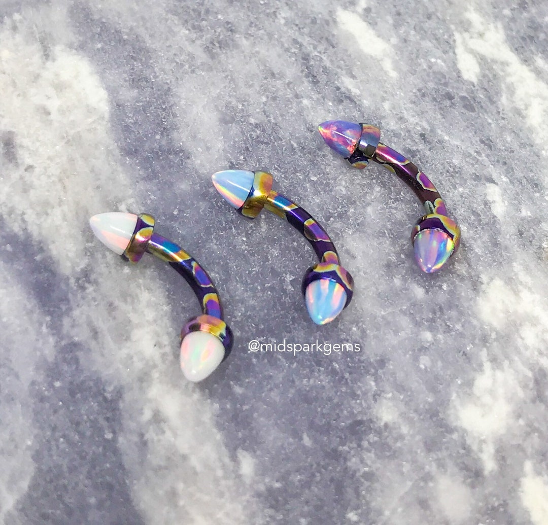 MIDNIGHT OIL SLICK (14g or 16g) - Curved Bent Banana Barbell Internally ...