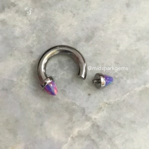 10G or 8G Titanium Horseshoe Circular Barbell, Lab Lavender Opal ...