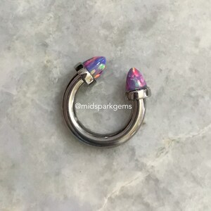 10G or 8G Titanium Horseshoe Circular Barbell, Lab Lavender Opal ...