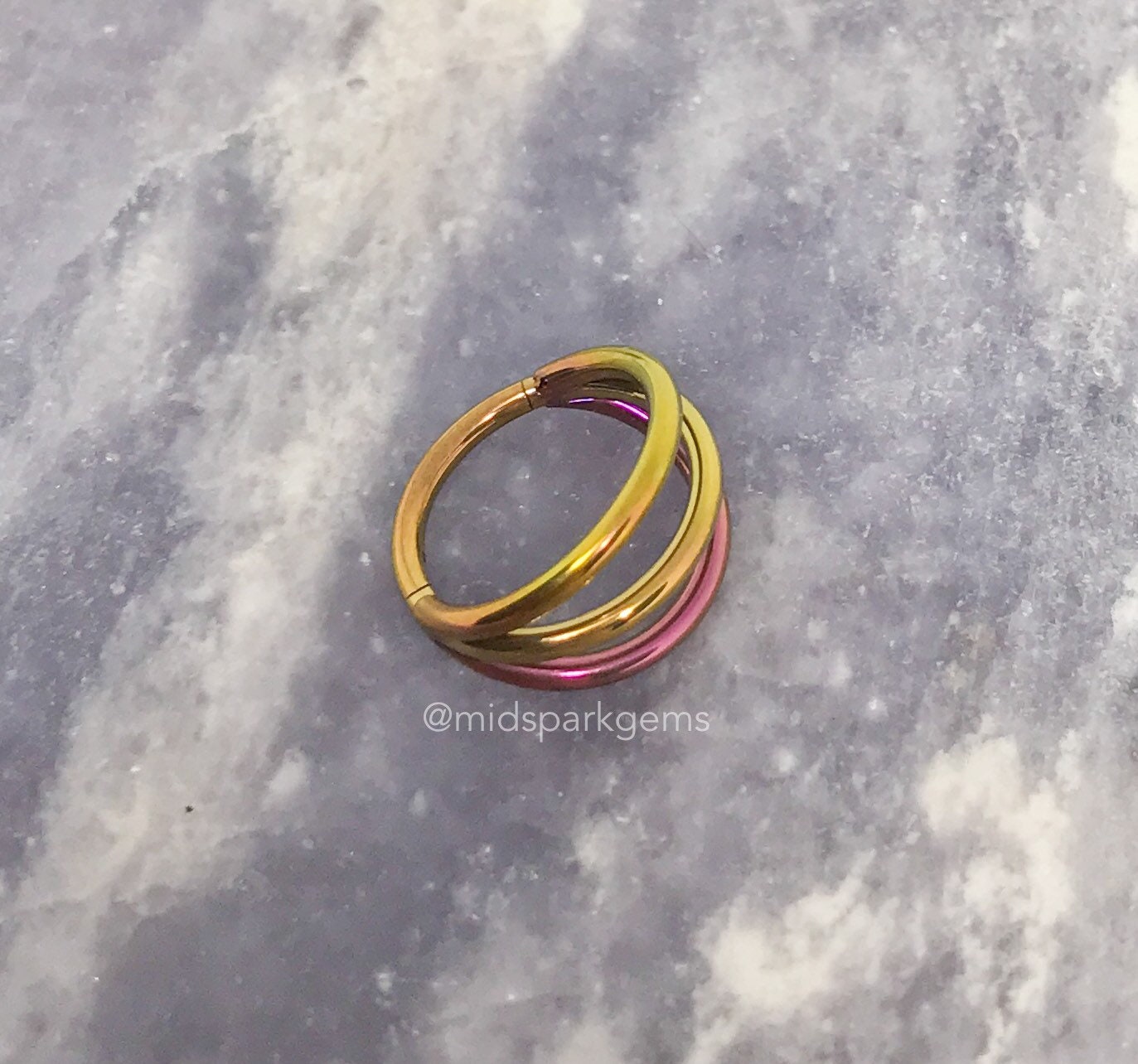 FUCHSIA-GOLD Triple Stack Fan Hinged Segment Ring Clicker | Etsy