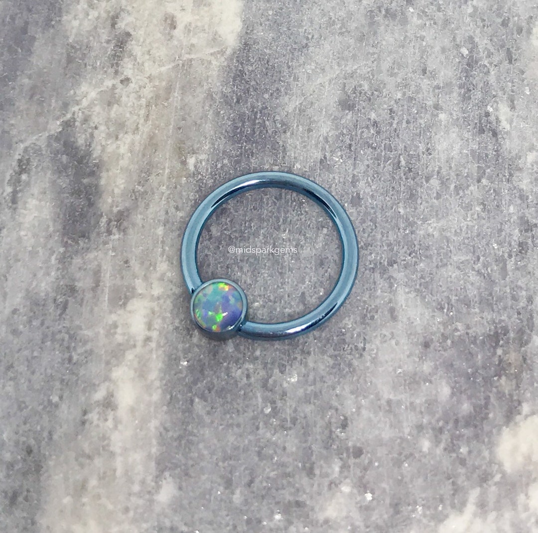 Ice Blue 16G 3/8 10mm or 8mm With 4mm Bead ASTM F136 Anodized Titanium ...