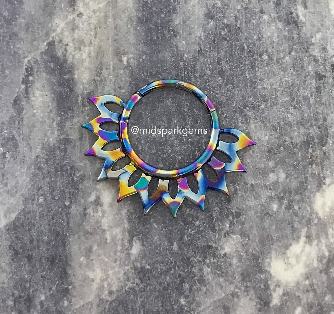 Naked Oil Slick 8G, 10G, 12G, 14G, 16G Anodized Titanium Mandala Flower ...