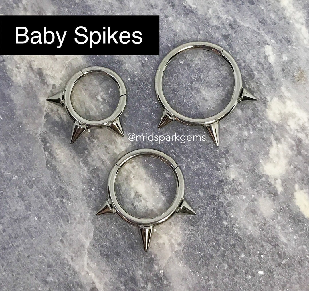 8G, 10G, 12G or 14G Titanium Triple Baby Spike Hinged Segment Ring ...
