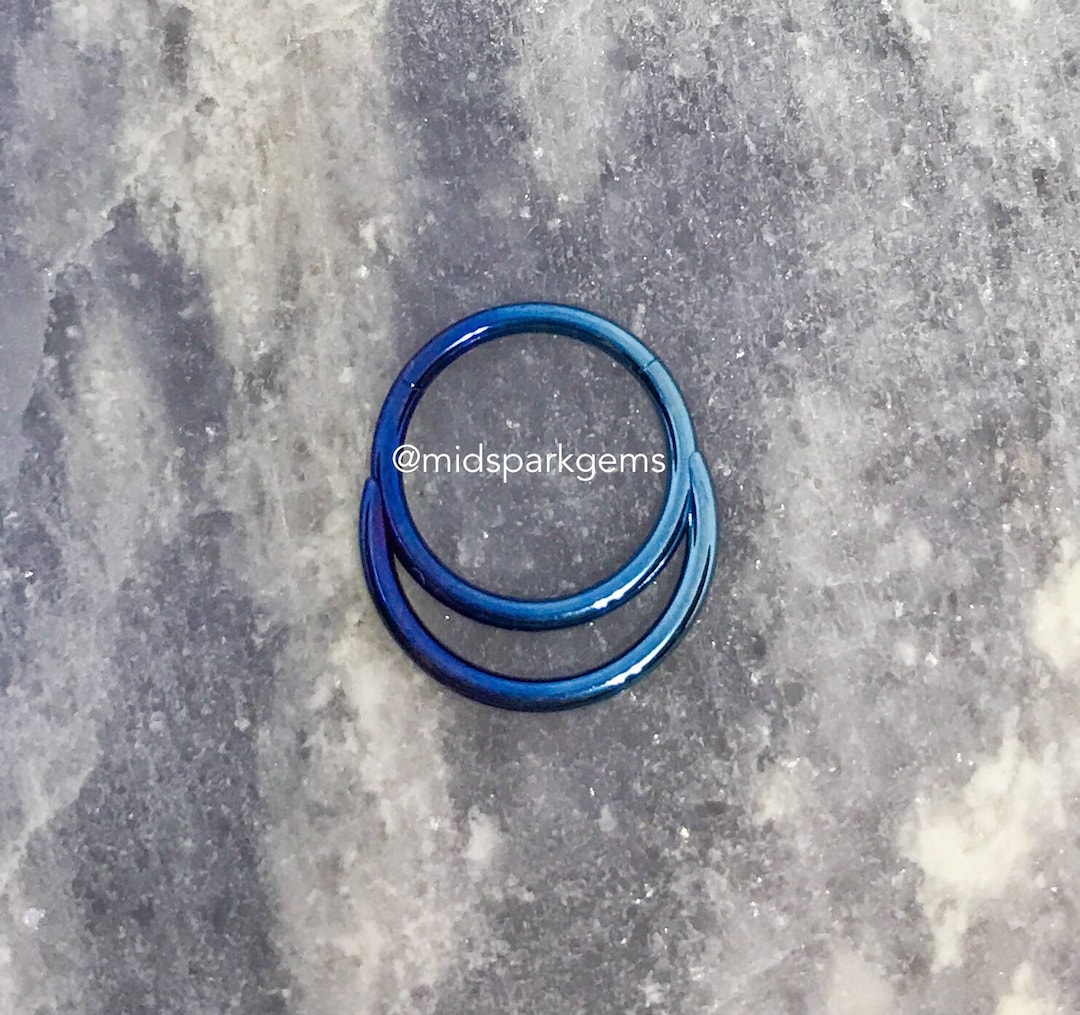 ARCTIC BLUE Gradient Double Hoop / Double Stack Hinged Segment Ring ...