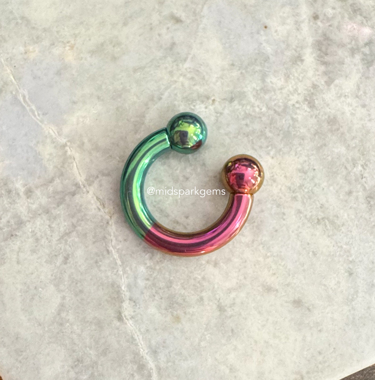 Half FUCHSIA / LIME GREEN (6G, 7G, 8G, 10G, or 12G) Anodized Astm F136 ...