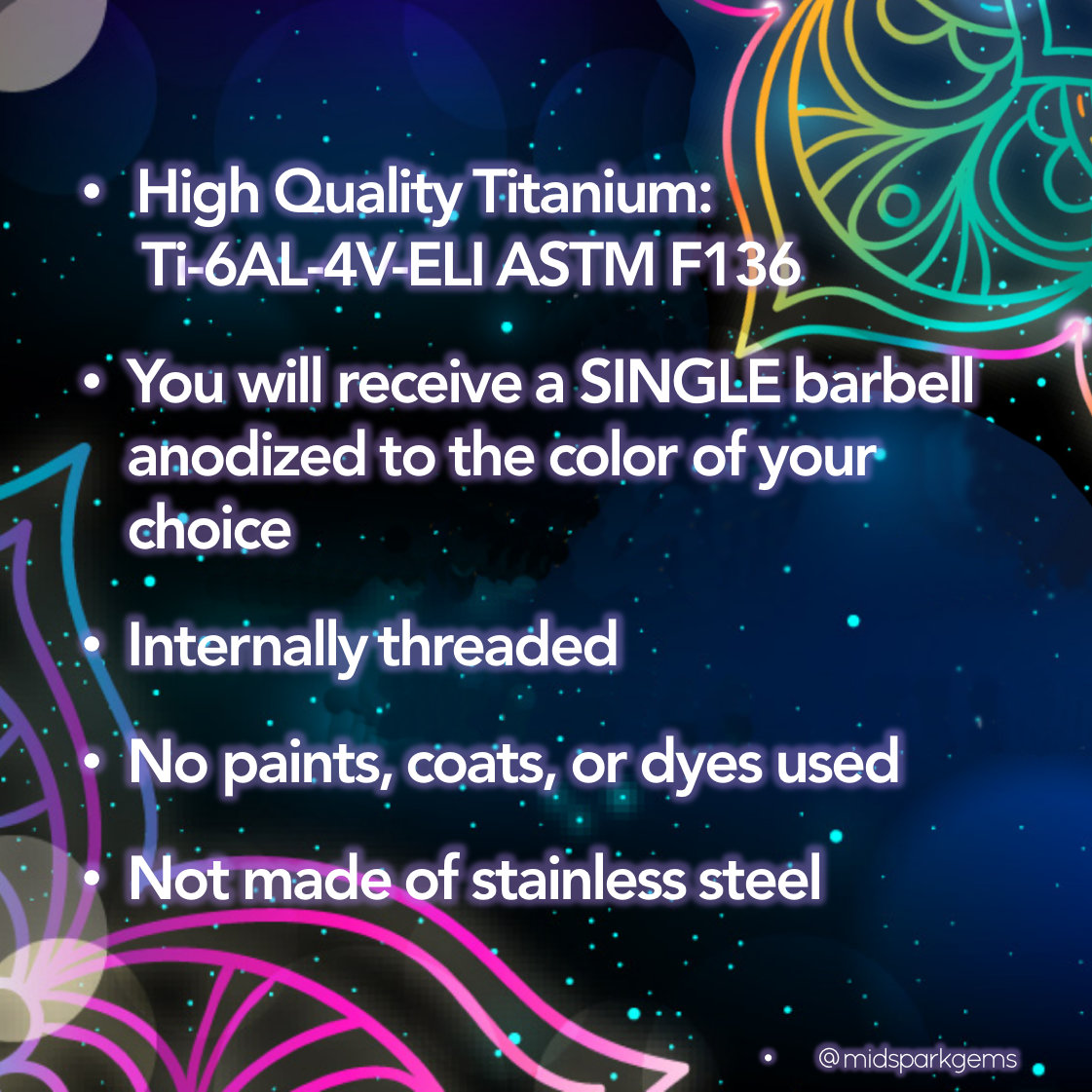 Choose From 20 Colors 12g 14g 16 Internally Threaded - Etsy