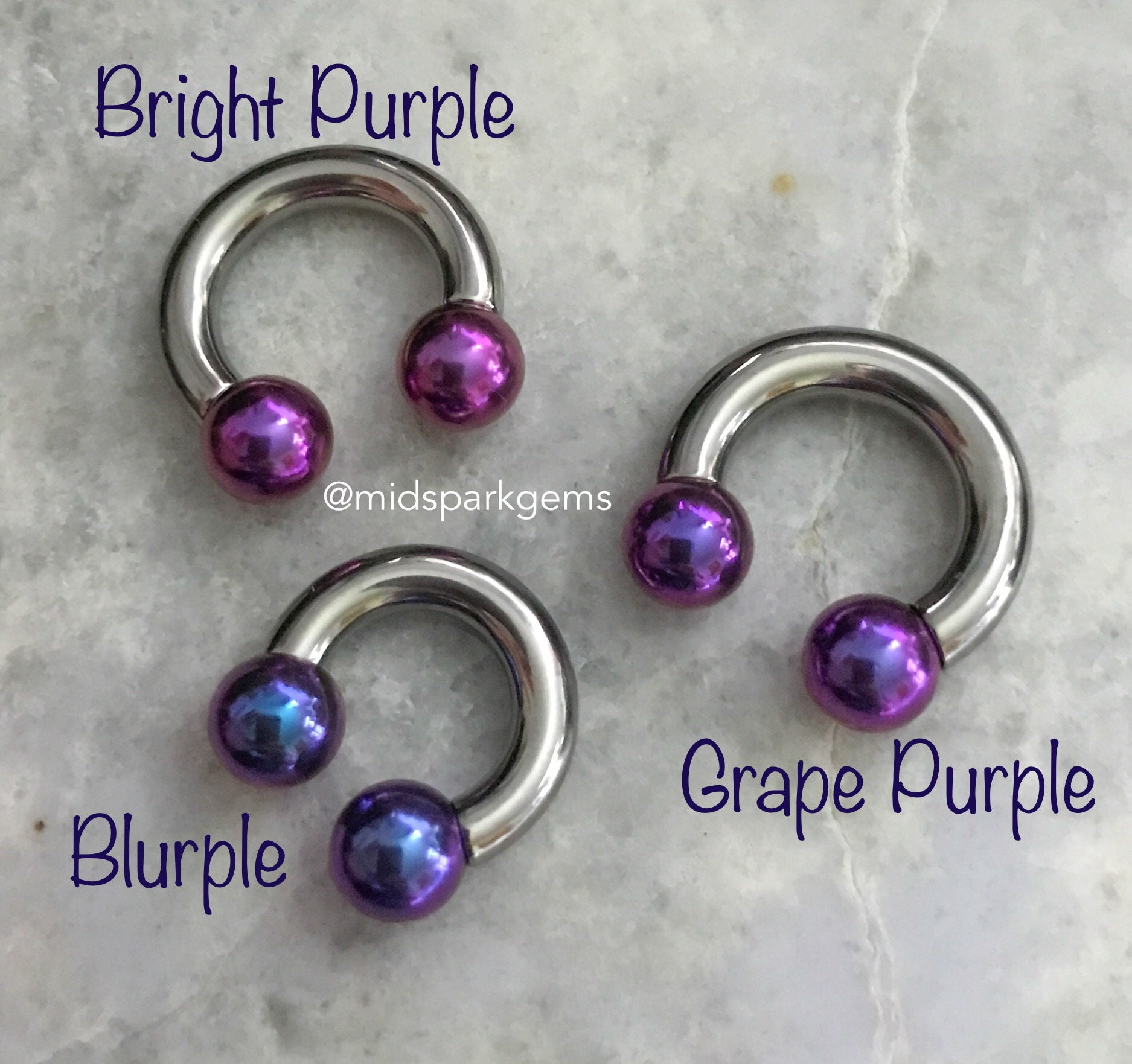 COLORED BALL Titanium Horseshoe Circular Barbell - Internally Threaded ...