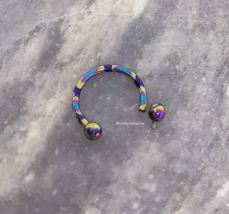 MIDNIGHT OIL SLICK Internally Threaded Anodized Titanium Astm - Etsy