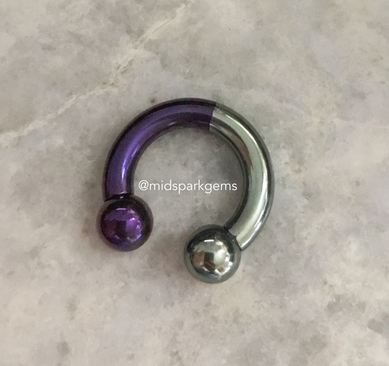 Half DARK PURPLE / SILVER (4G, 5G, 6G, 7G, 8G, 10G, or 12G) Anodized ...