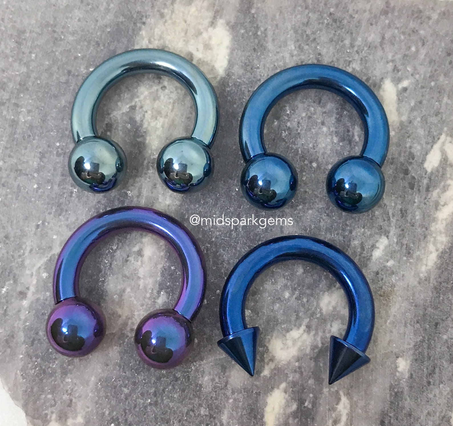 LIGHT BLUE (4G, 6G, 7G, 8G, 10G, or 12G) ASTM F136 Titanium Internally ...