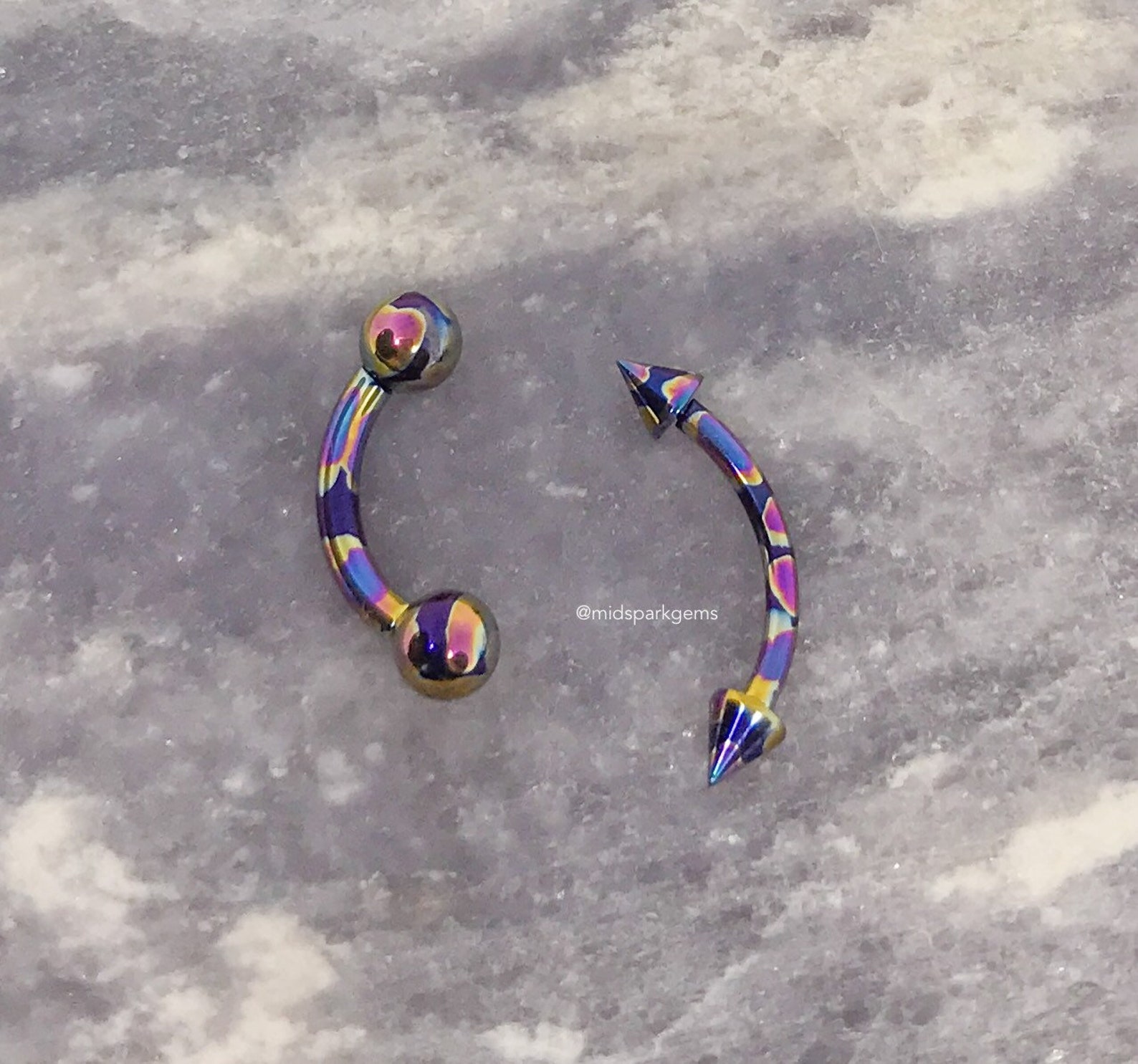 MIDNIGHT OIL SLICK Internally Threaded Anodized Titanium Astm - Etsy