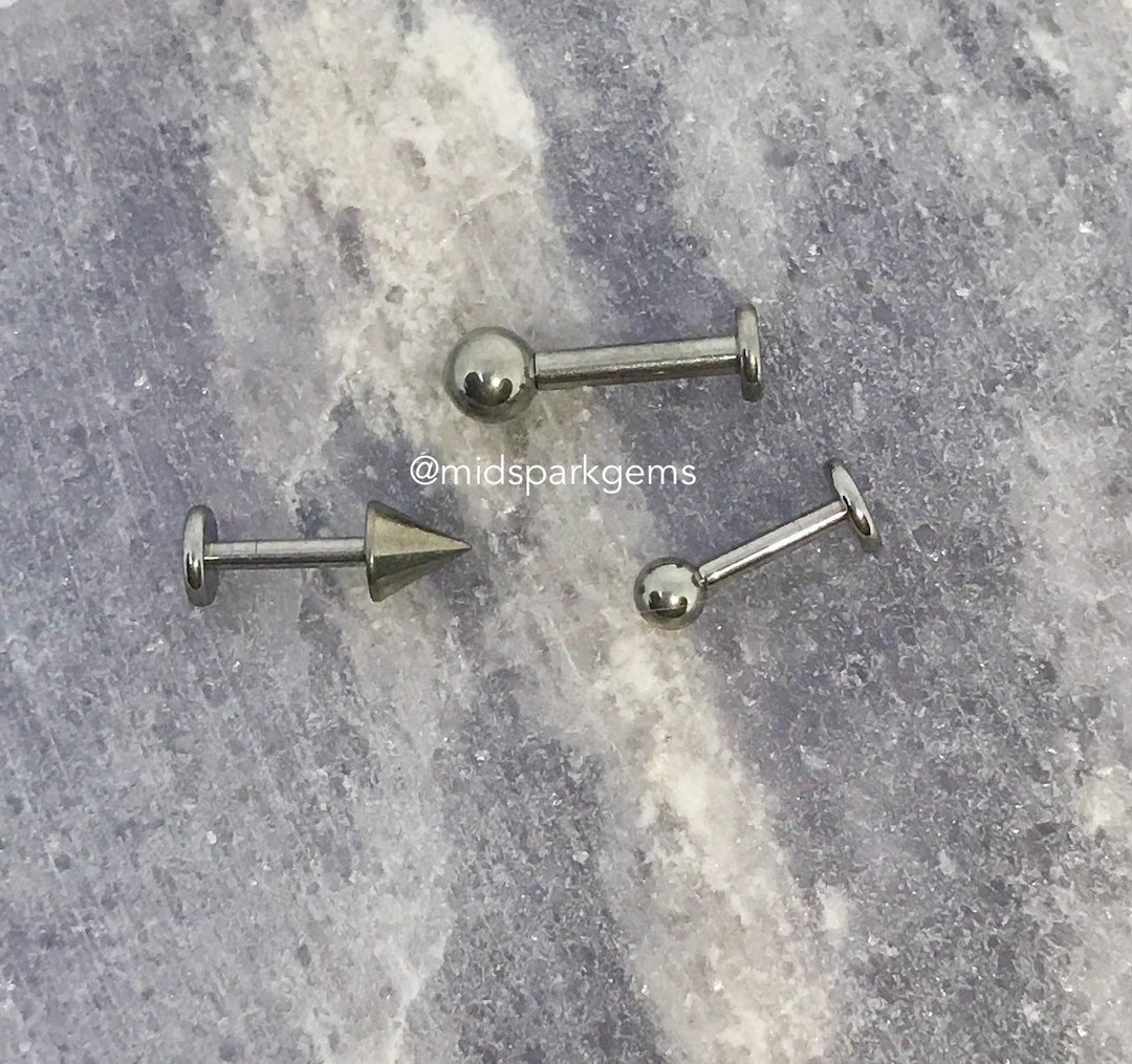 16g or 14g Titanium Flatback Labret - Internally Threaded ASTM F136 ...