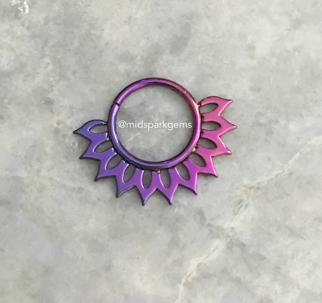 SYNTHWAVE (14G or 16G) Anodized Titanium Mandala Flower Petal Hinged ...