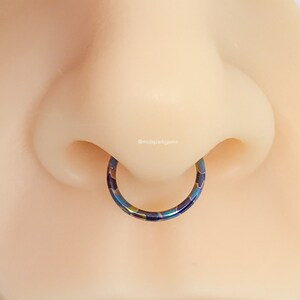 MIDNIGHT OIL SLICK - Hinged Segment Ring Clicker - Astm F136 Titanium ...
