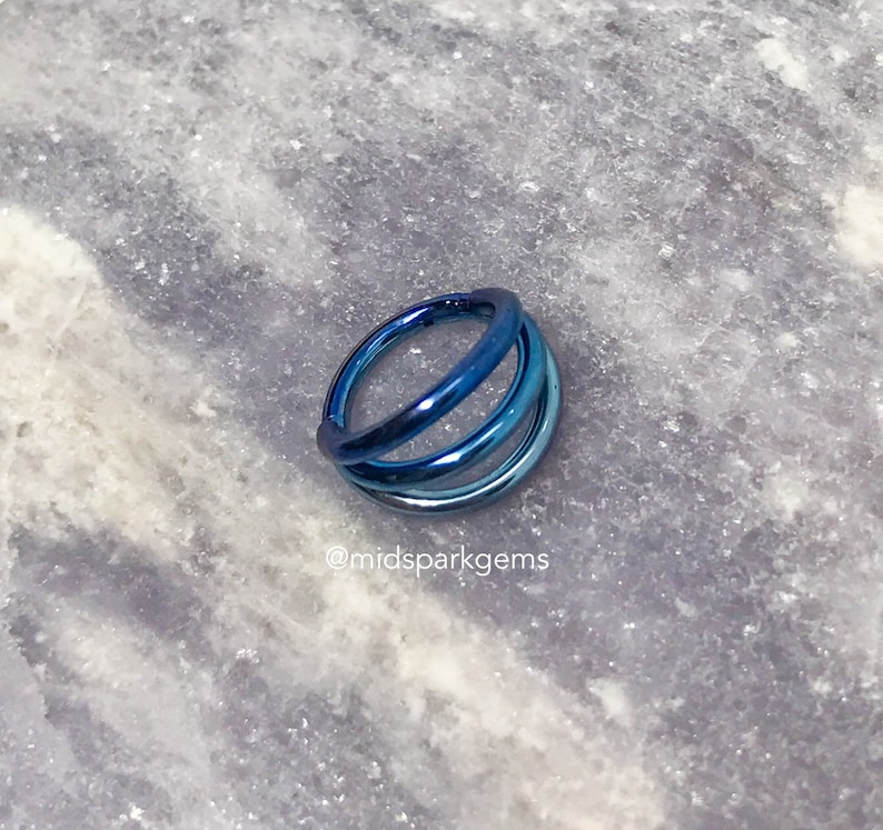 ARCTIC BLUE Triple Stack Fan Hinged Segment Ring Clicker | Etsy