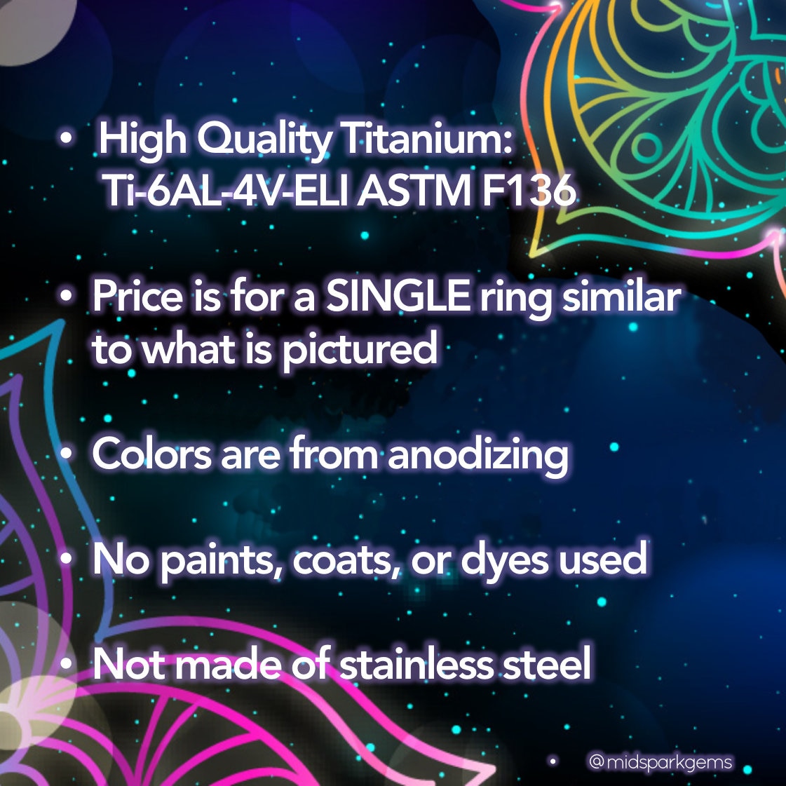 PEACOCK (14G or 16G) Anodized Titanium Mandala Flower Petal Hinged ...