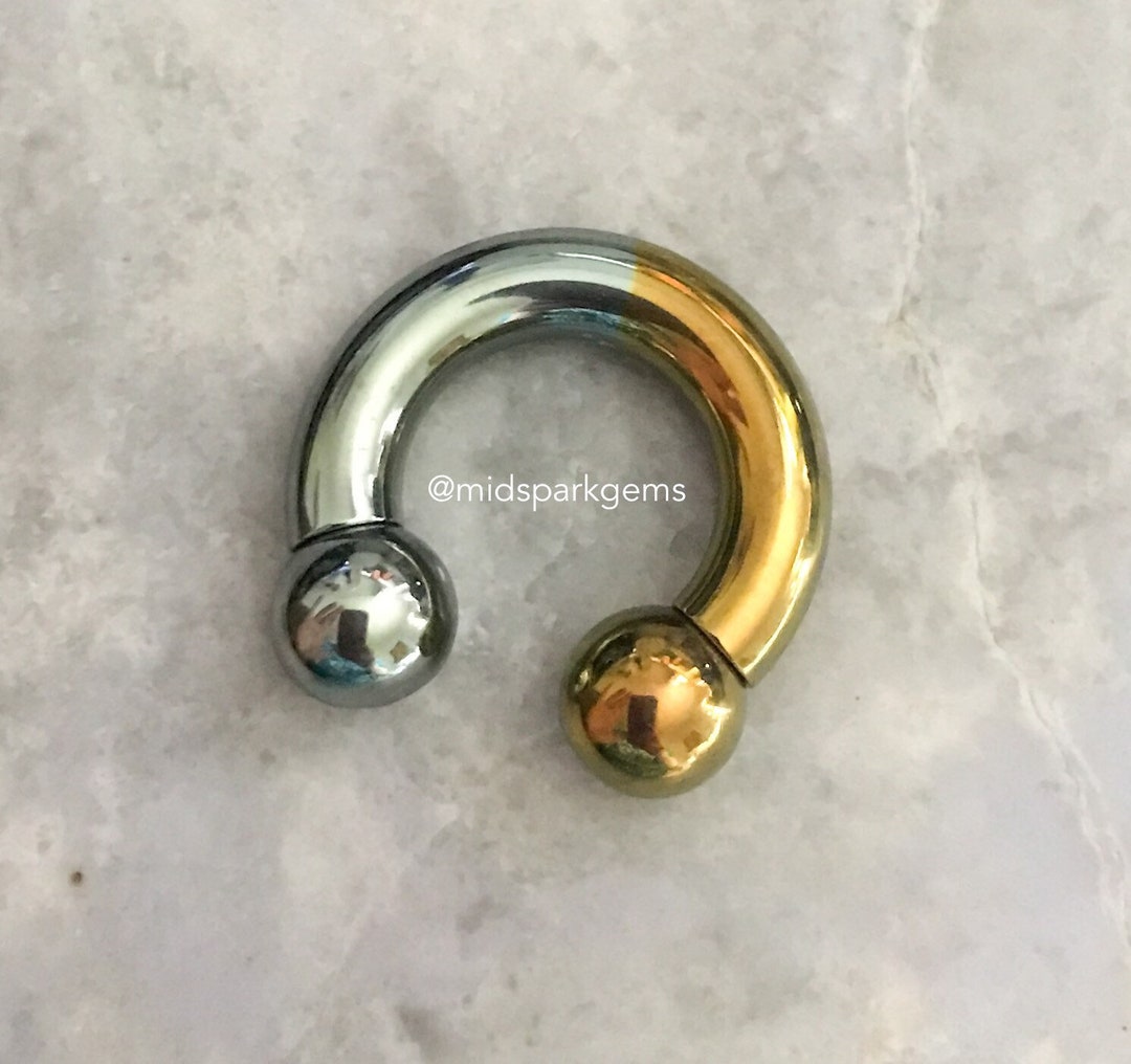 HALF GOLD / SILVER (4G, 5G, 6G, 7G, 8G, 10G, or 12G) Anodized Astm F136 ...