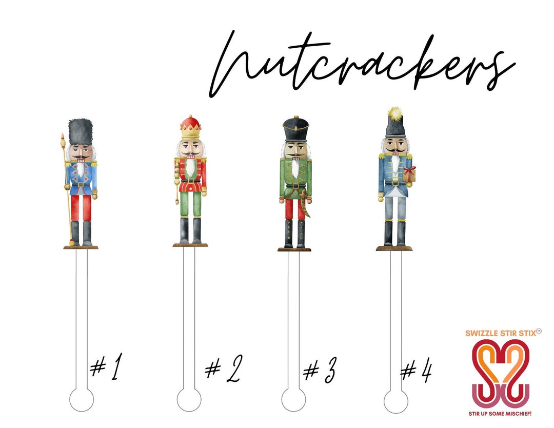 Nutcracker Holiday Stir Sticks - 4 Piece Assorted Set - Cocktail ...