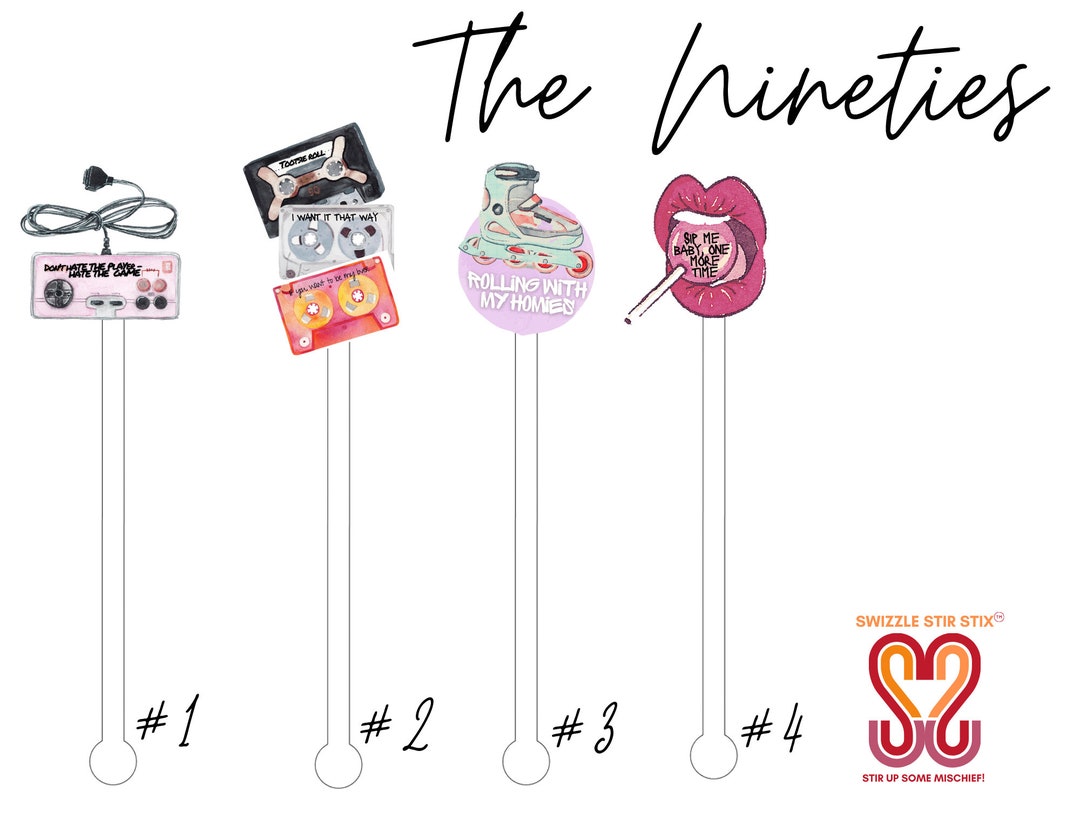 The Nineties - 90's Throwback - Drink Stir Sticks - Swizzle Sticks - Etsy