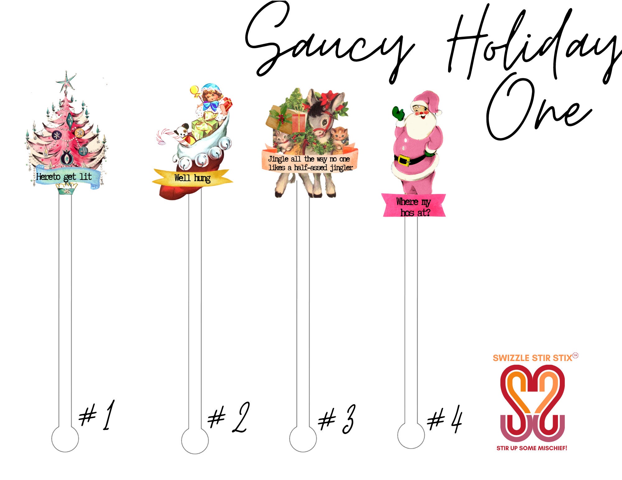 Saucy Holiday Vintage Full Set - 8 Piece Assorted Set - Cocktail ...