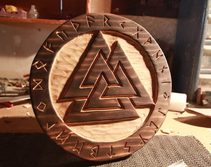 Norse Nordic Valknut Odin Viking Sigil Wood Sign - Etsy
