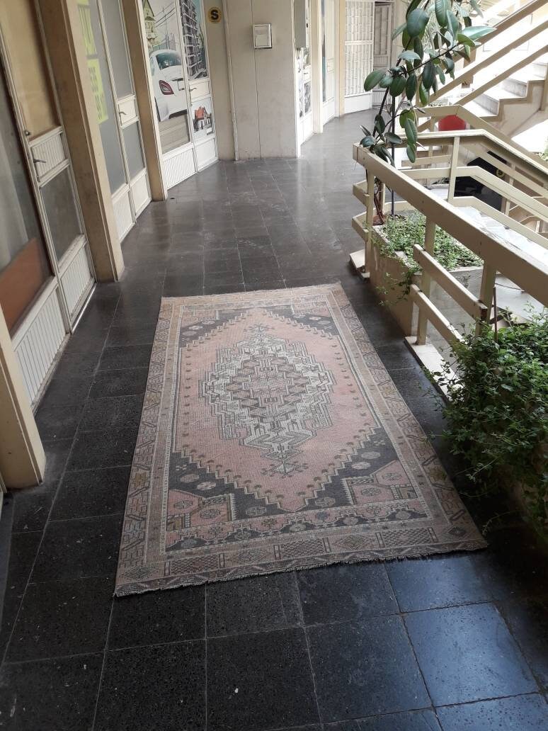 Large Vintage Turkish Rug Blue Large Rug Large Oushak Rug | Etsy