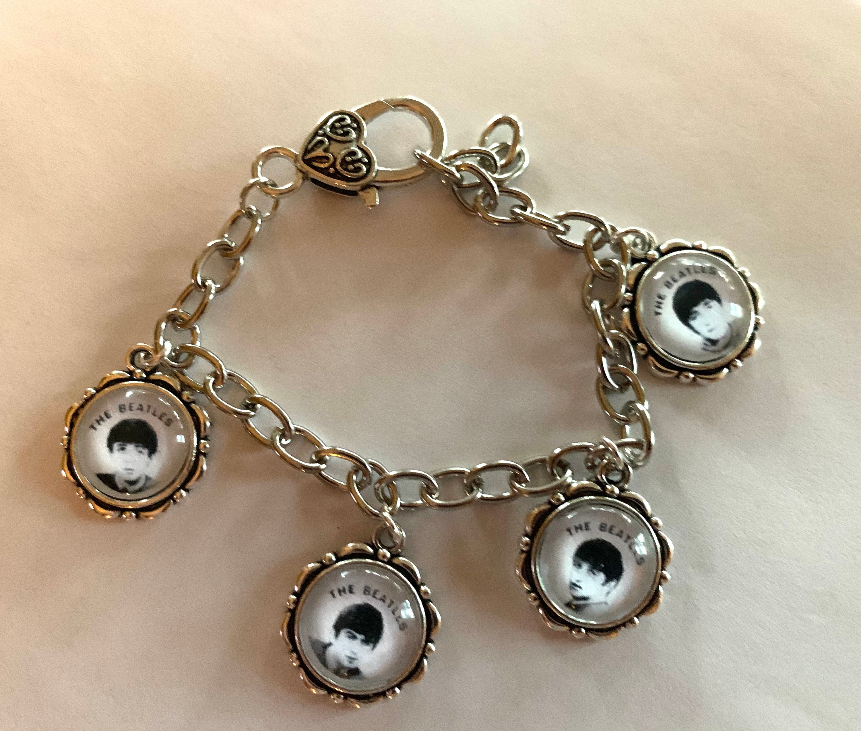 Retro Beatles Inspired Images on Antique Silver Bracelet - Etsy.de