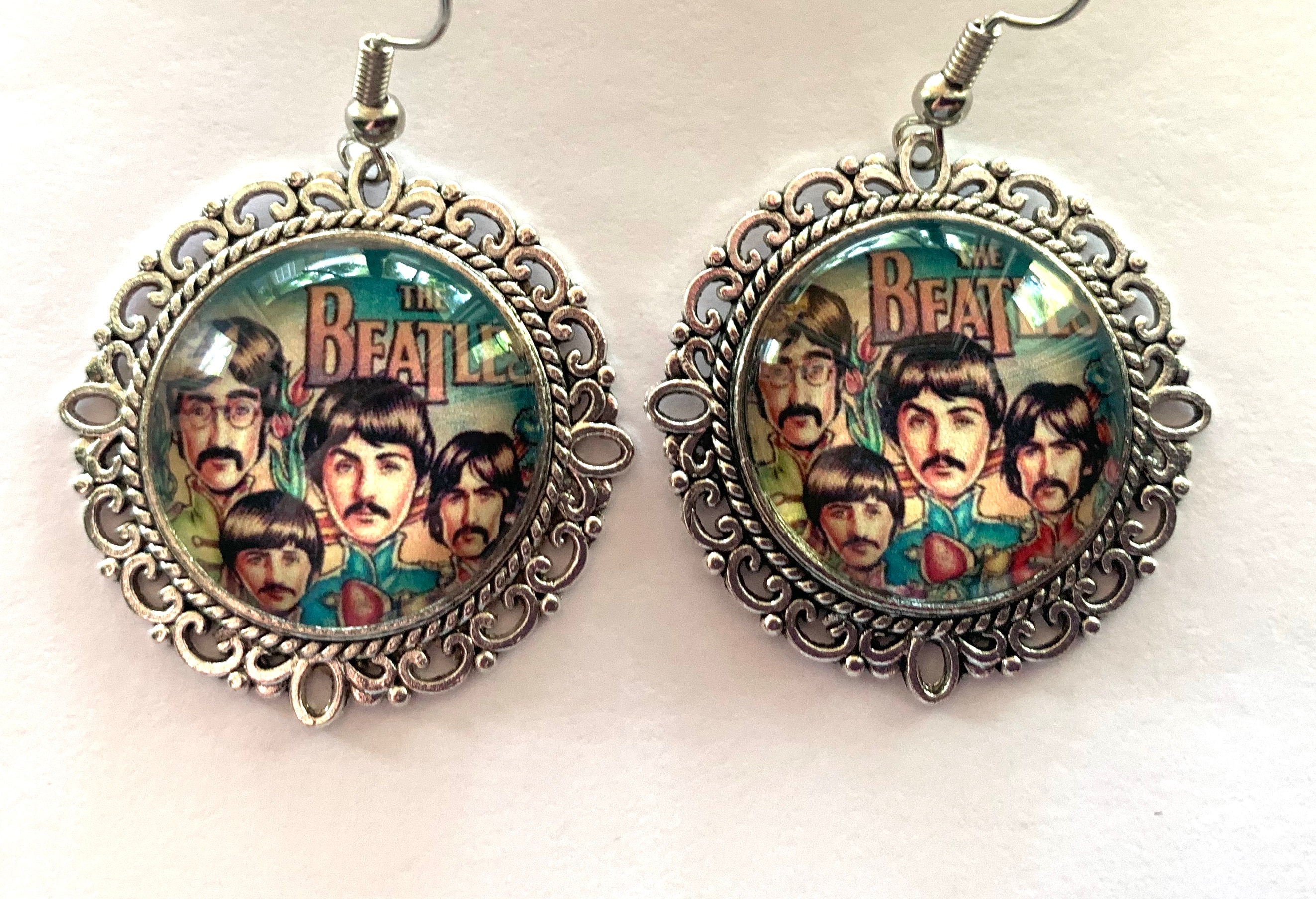 The Beatles Inspired Image on Antique Silver Medallion - Etsy