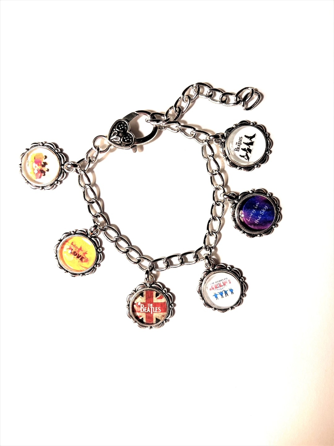 Beatles Inspired Images on Antique Silver Tone Charms & Stainless Steel ...