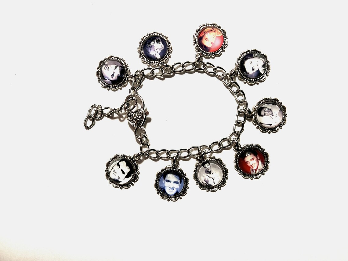 Gorgeous Photos of Elvis Adorn This Antique Silver Tone Charms ...