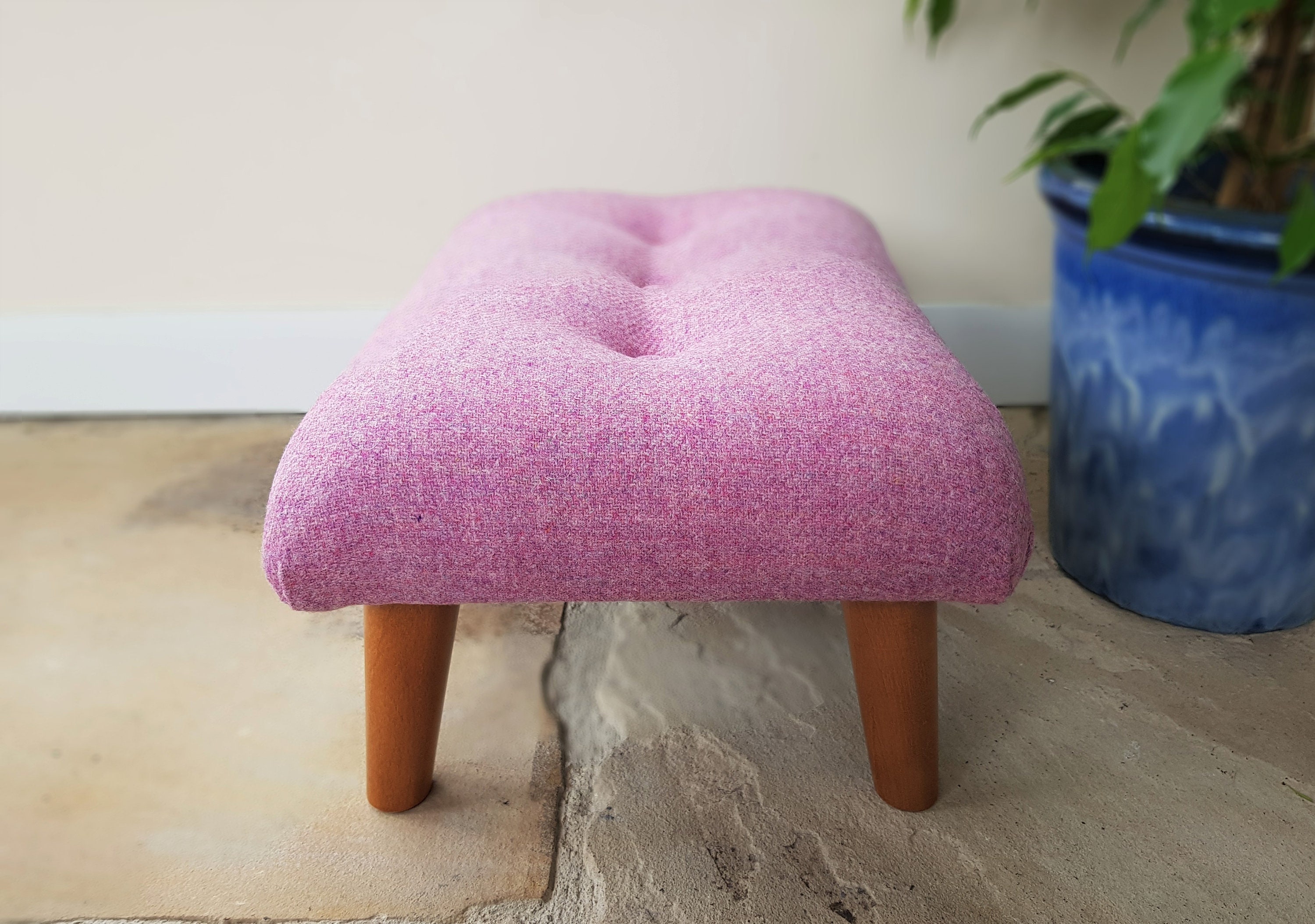 Pink Harris Tweed Footstool Mauve Pink Tweed Rectangular Foot - Etsy UK